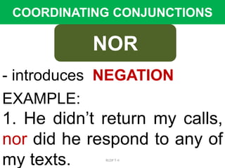 Coordinating conjunctions | PPTX