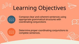 Coordinating Conjunctions English Presentation in Blue Orange Abstract ...