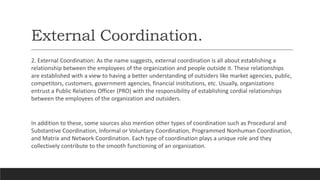 Coordination in an organization its types and factors | PPTX