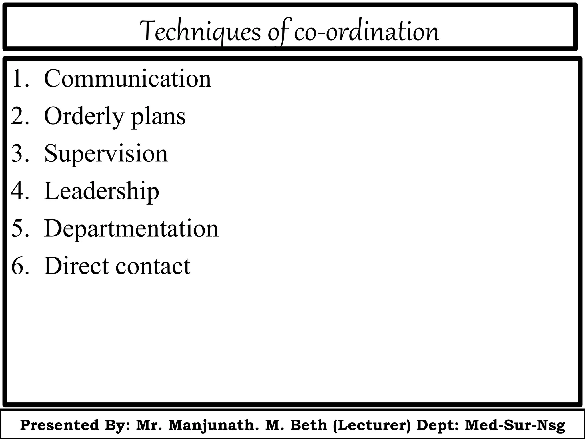 Coordination as a management function | PPTX