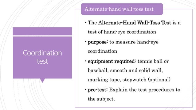 coordination & balance test (diag M).pptx | Physical Therapy | Wellness