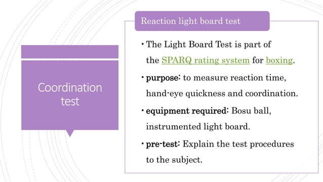 coordination & balance test (diag M).pptx | Physical Therapy | Wellness
