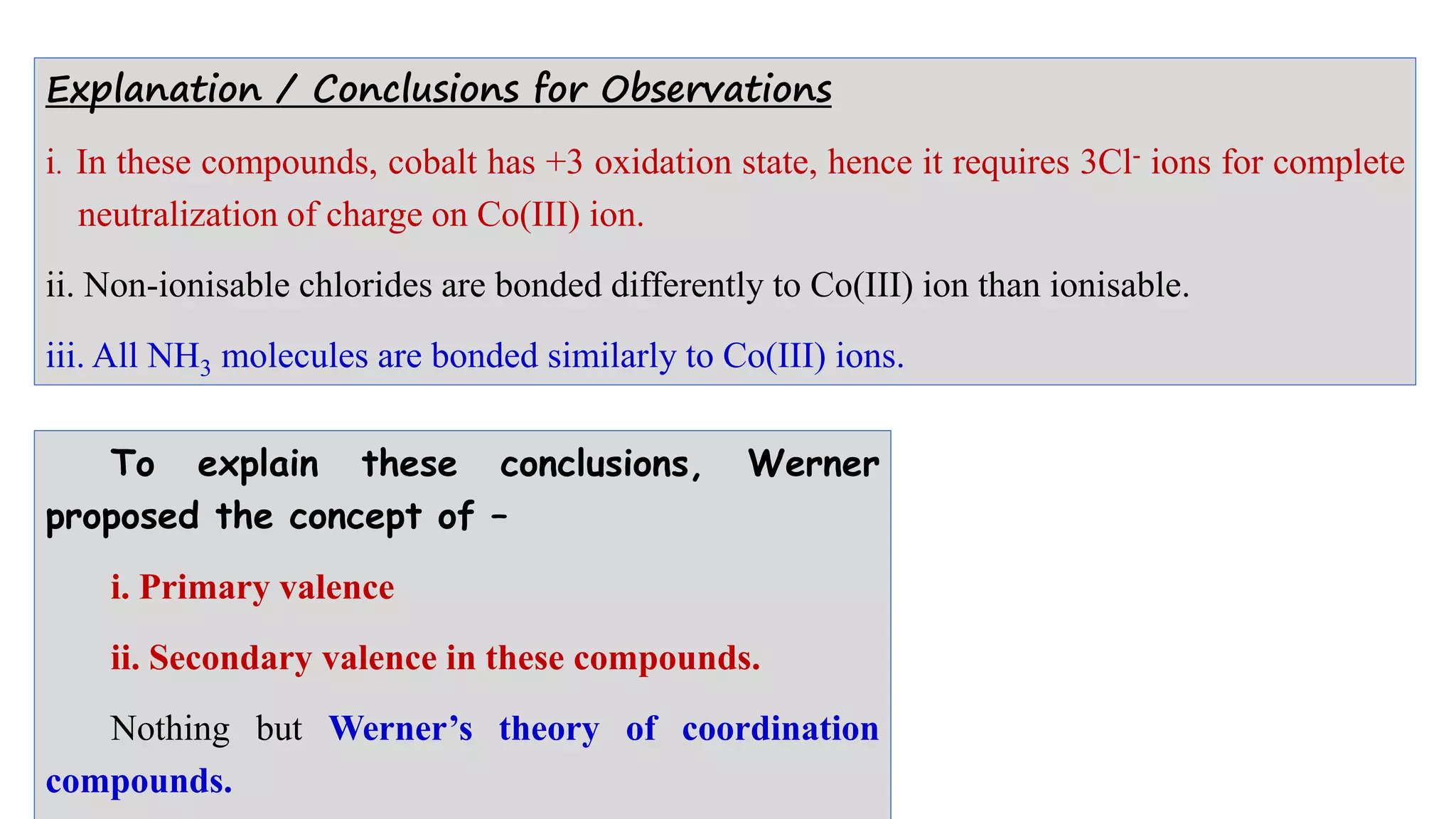 Coordination chemistry 1 werners work and werner's theory | PPTX