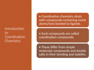 Coordination Chemistry (Part-I) presentation | PPT