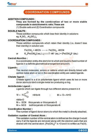 Coordination Compounds - Chemistry Revision Notes | PDF