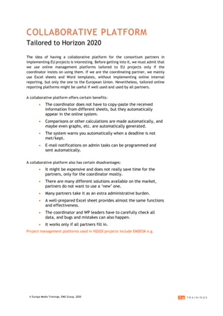 Coordinator's Guide to Horizon 2020 projects | PDF