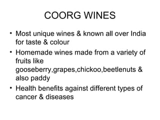 Coorg foods and beverages (Karnataka) | PPT