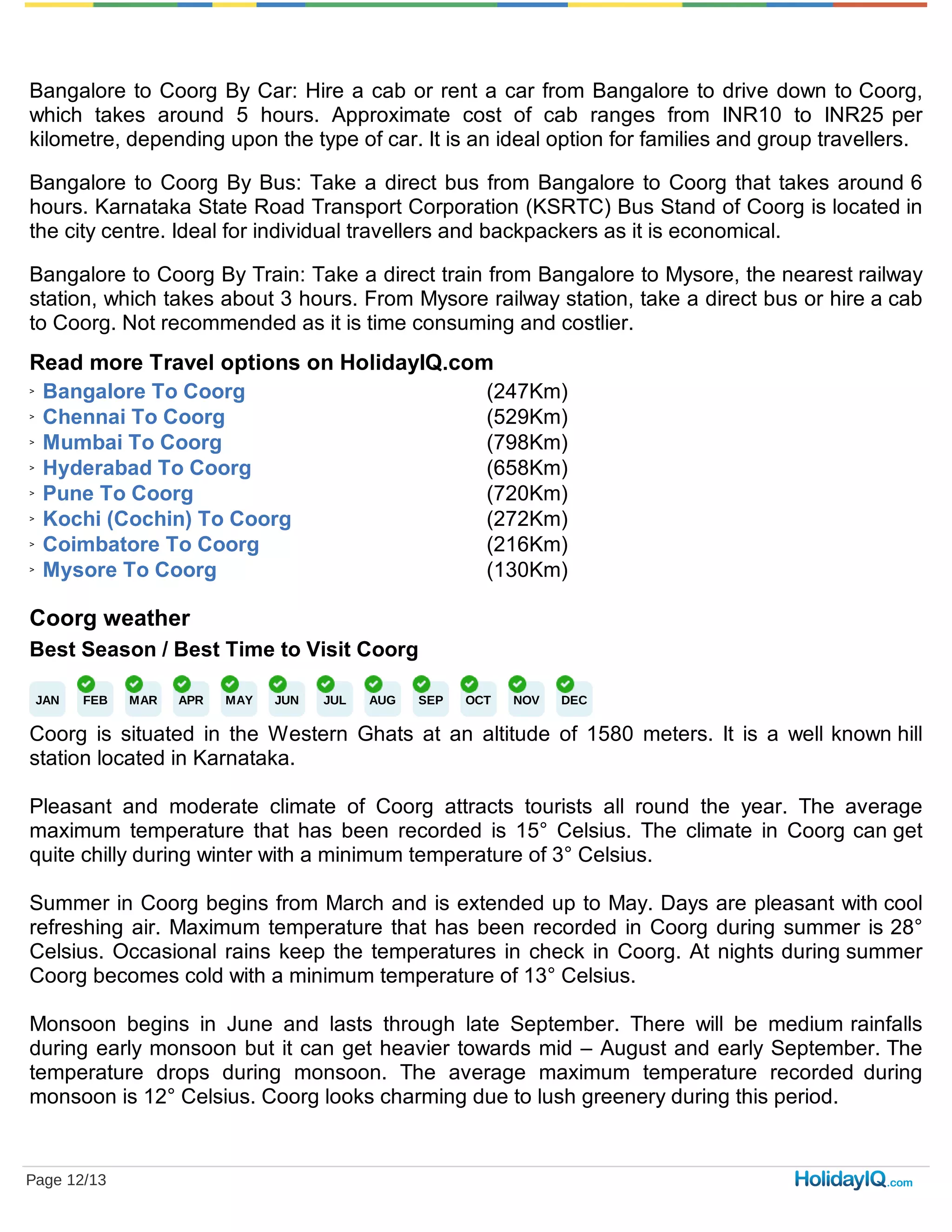 Coorg travel guide | PDF