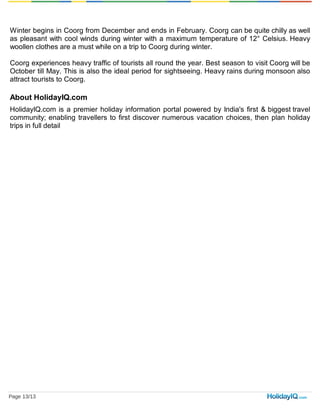 Coorg travel guide | PDF