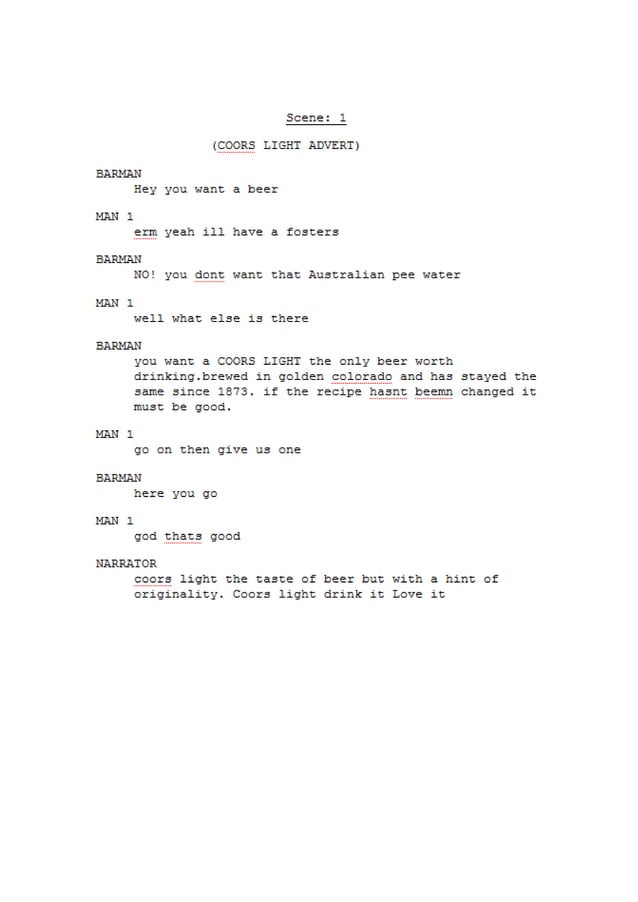 Coors light script 2 | DOCX