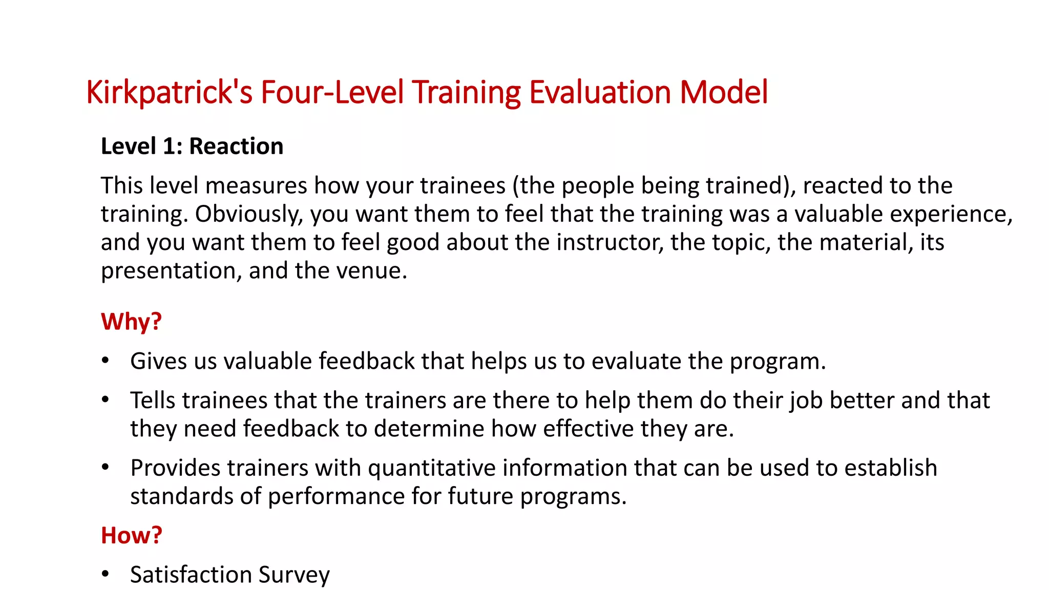 Kirkpatrick's Four-Level Training Evaluation Model | PPTX