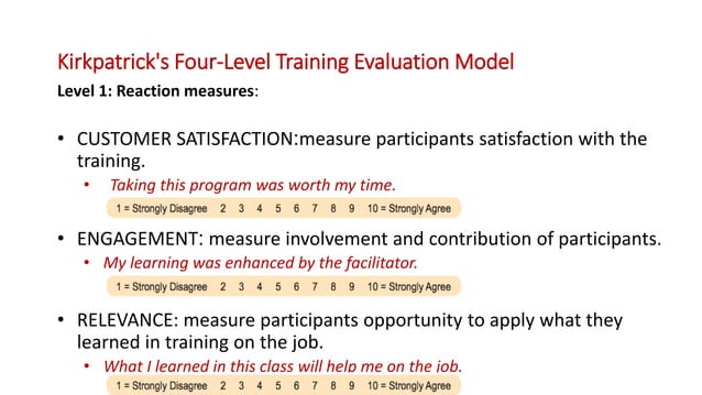 Kirkpatrick's Four-Level Training Evaluation Model | PPTX | Business Administration | Business