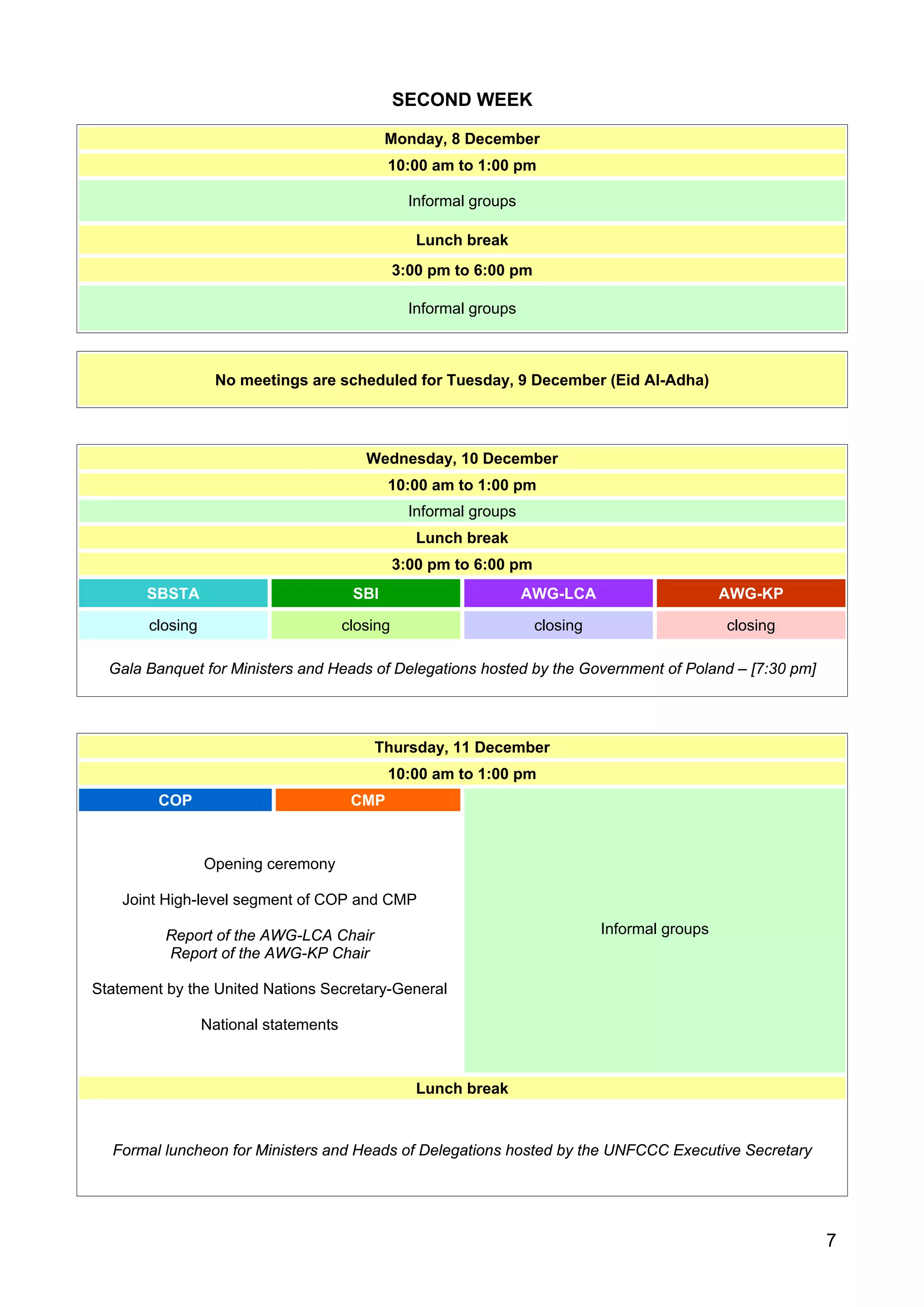 Cop14 Overview Schedule | PDF