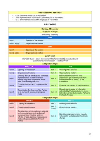 Cop14 Overview Schedule | PDF