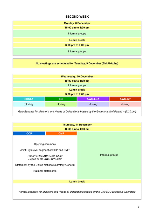 Cop14 Overview Schedule | PDF