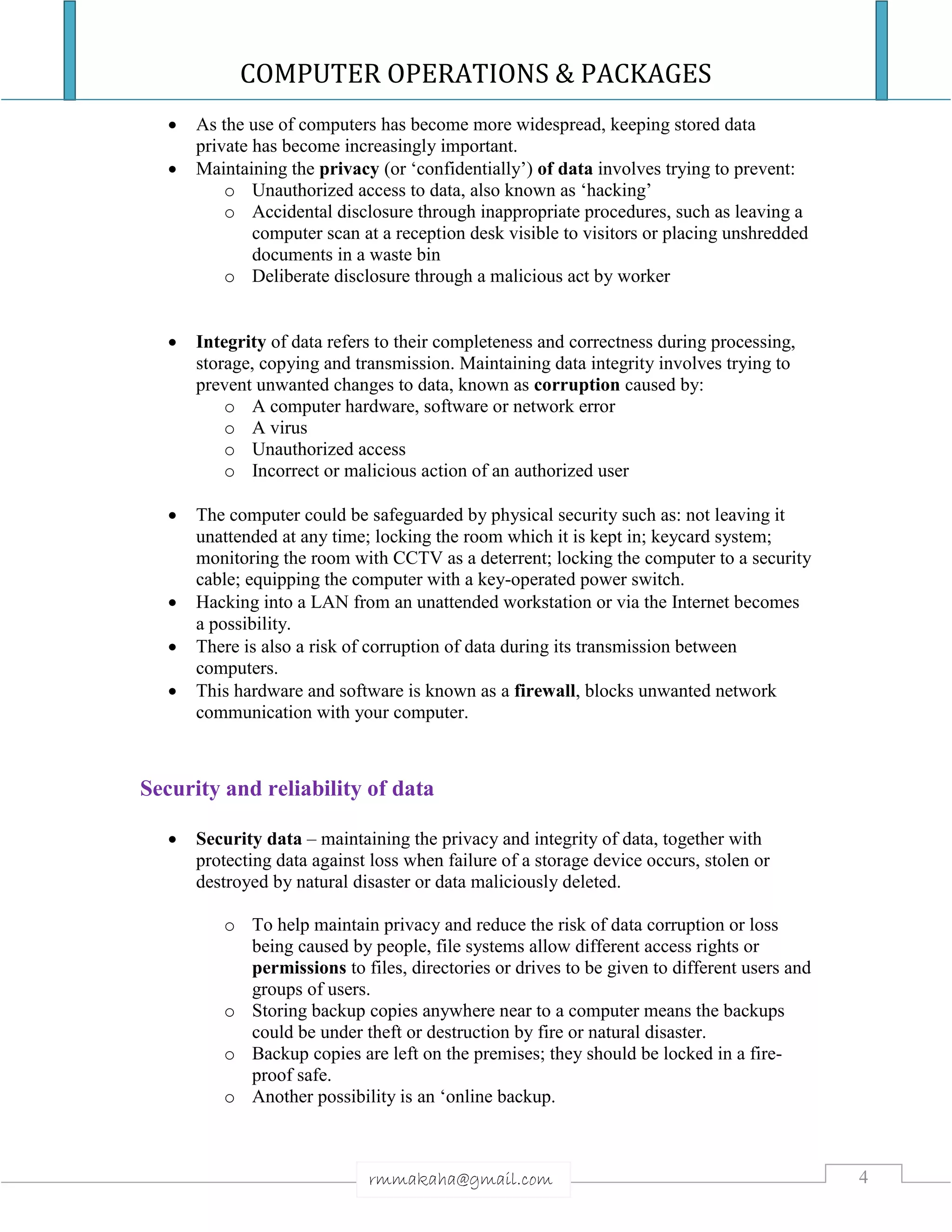 Computer Operations & Packages | PDF