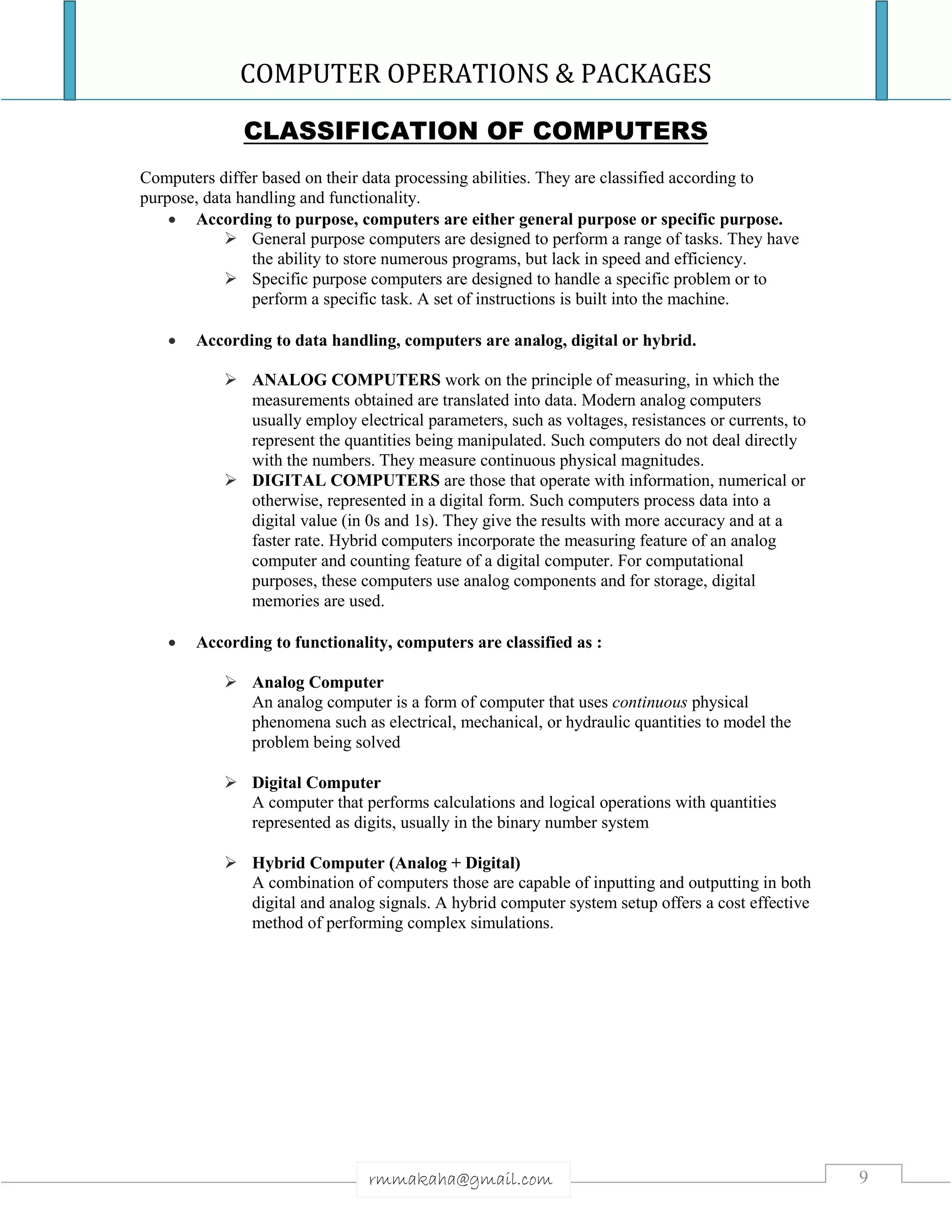 Computer Operations & Packages | PDF