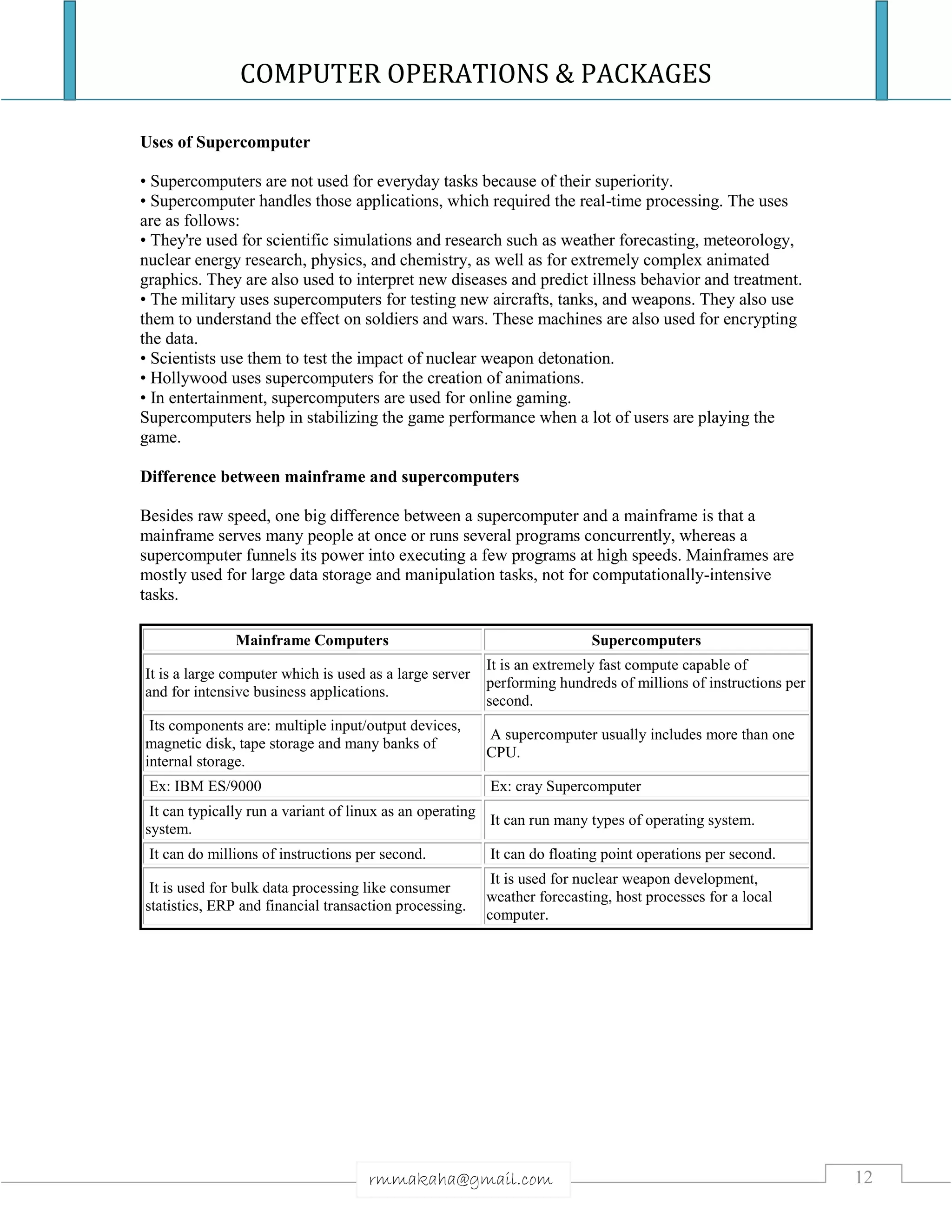 Computer Operations & Packages | PDF