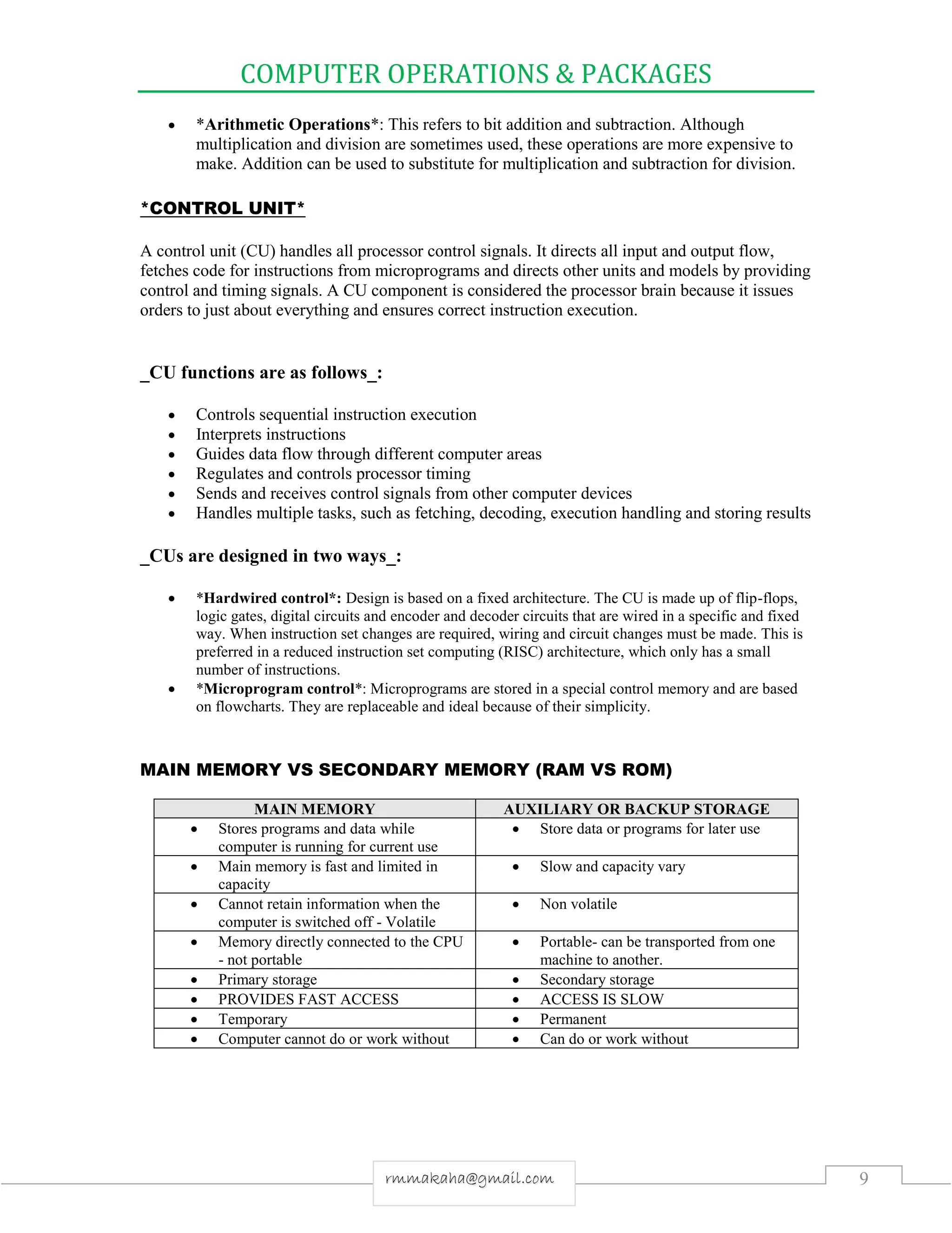 Computer Operations & Packages | PDF