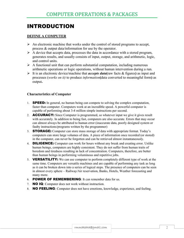 Computer Operations & Packages | PDF