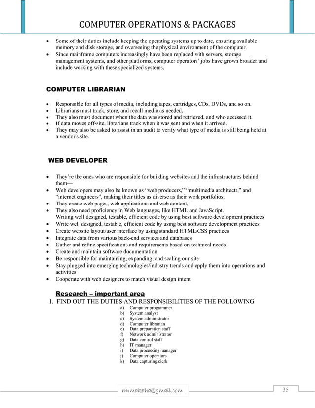 Computer Operations & Packages | PDF