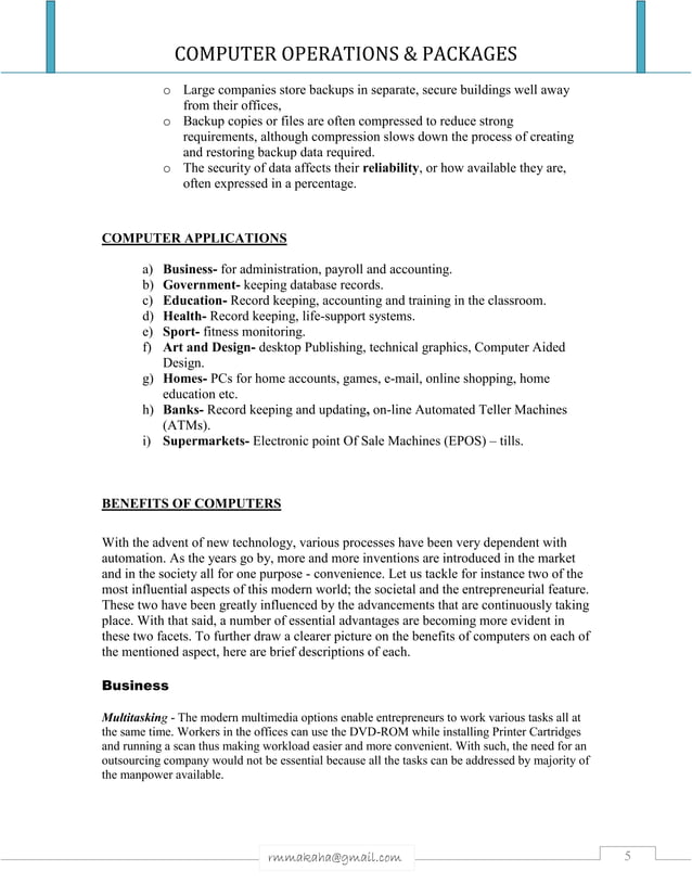 Computer Operations & Packages | PDF