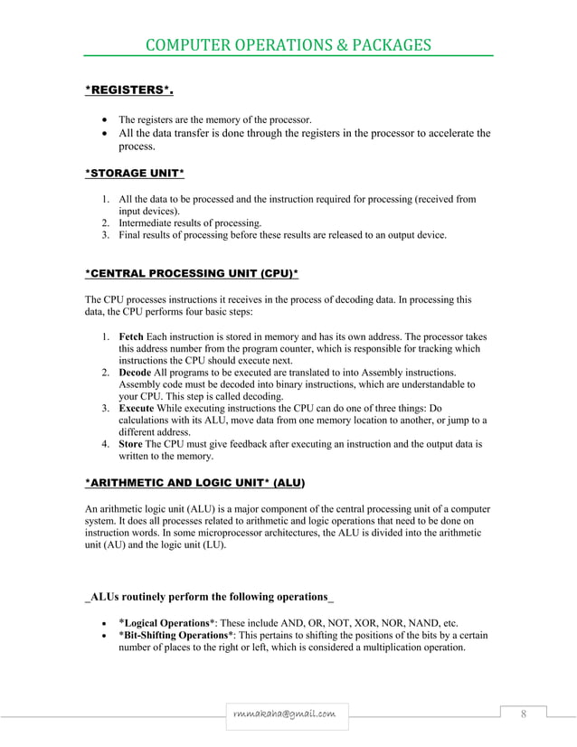 Computer Operations & Packages | PDF