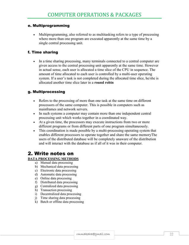 Computer Operations & Packages