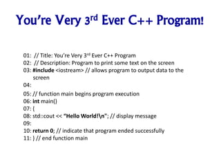 Intro To C++ - Class 3 - Sample Program | PPT