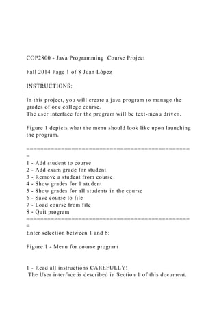 COP2800 - Java Programming Course Project Fall 2014 Page .docx