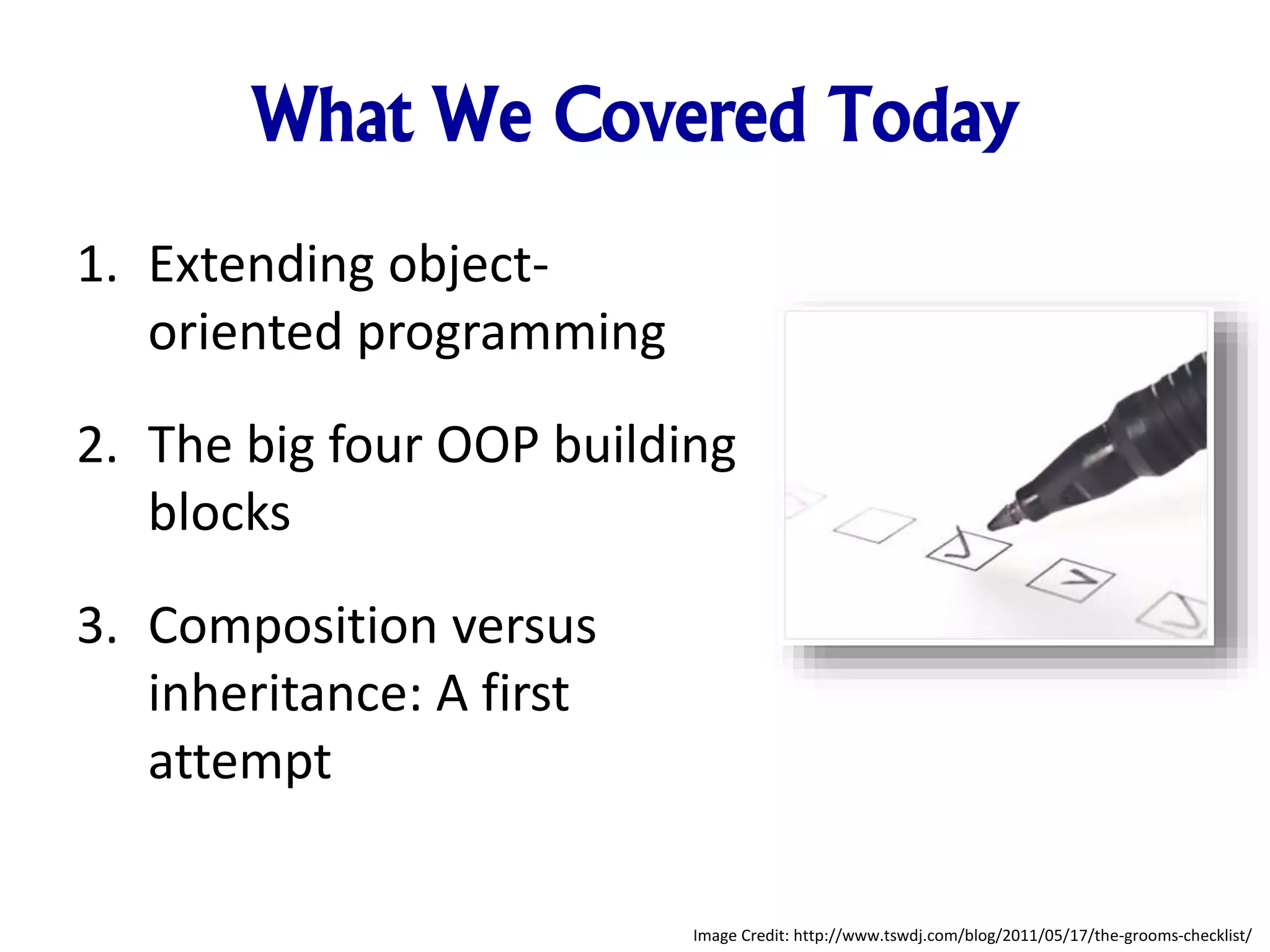 Introduction To Design Patterns Class 4 Composition Vs Inheritance Ppt