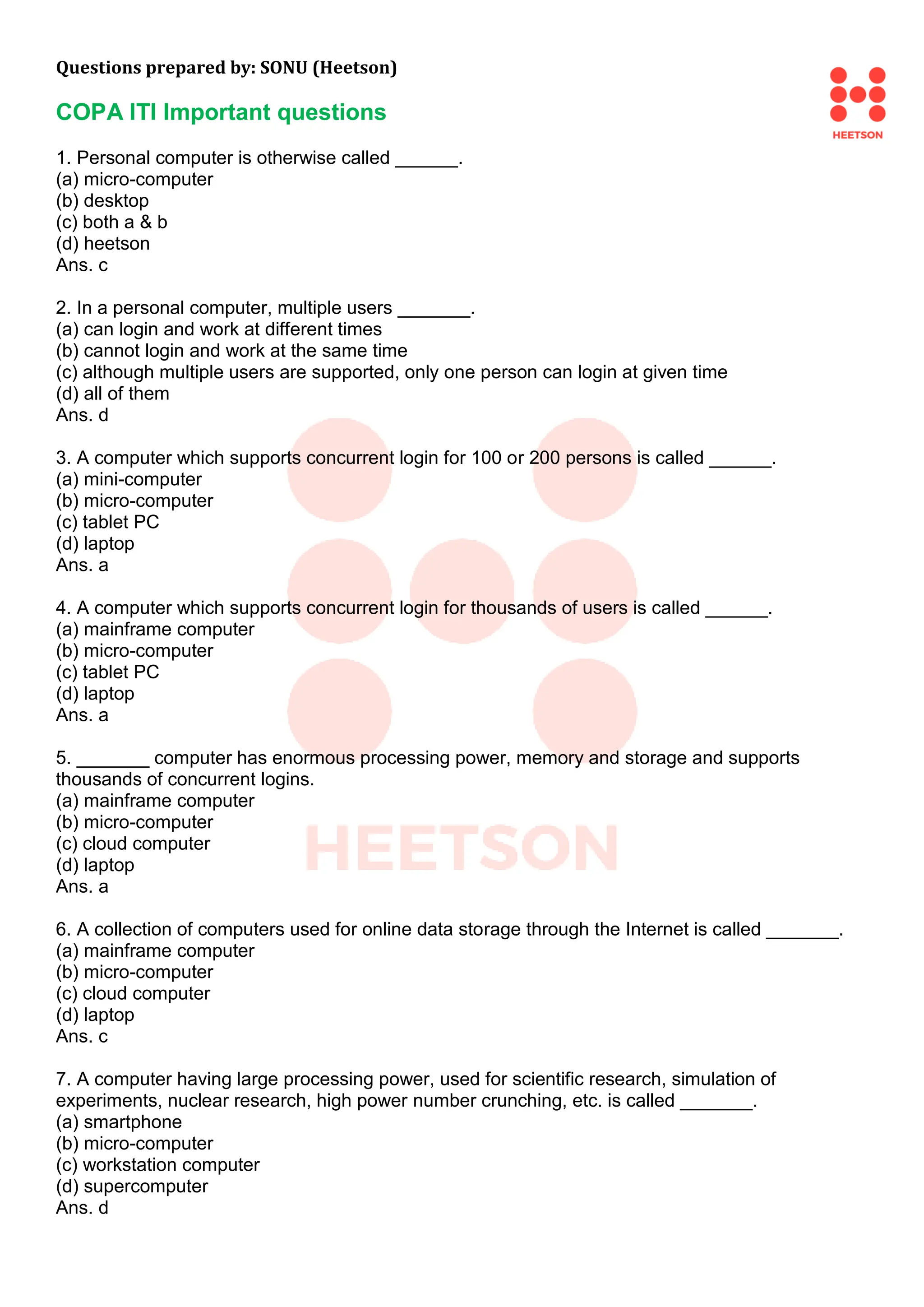 Bharat Skills COPA Question Bank with Answers | PDF