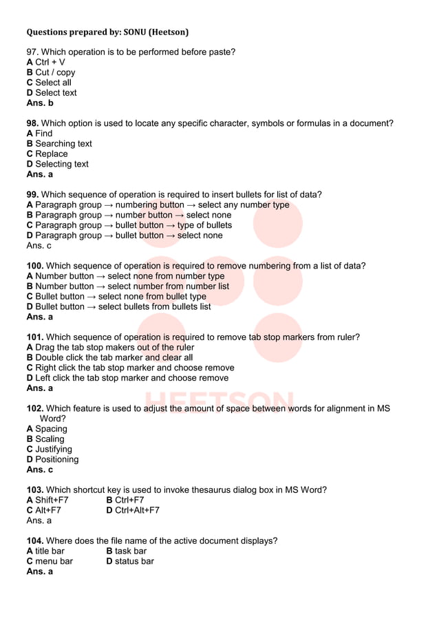 Bharat Skills COPA Question Bank with Answers | PDF