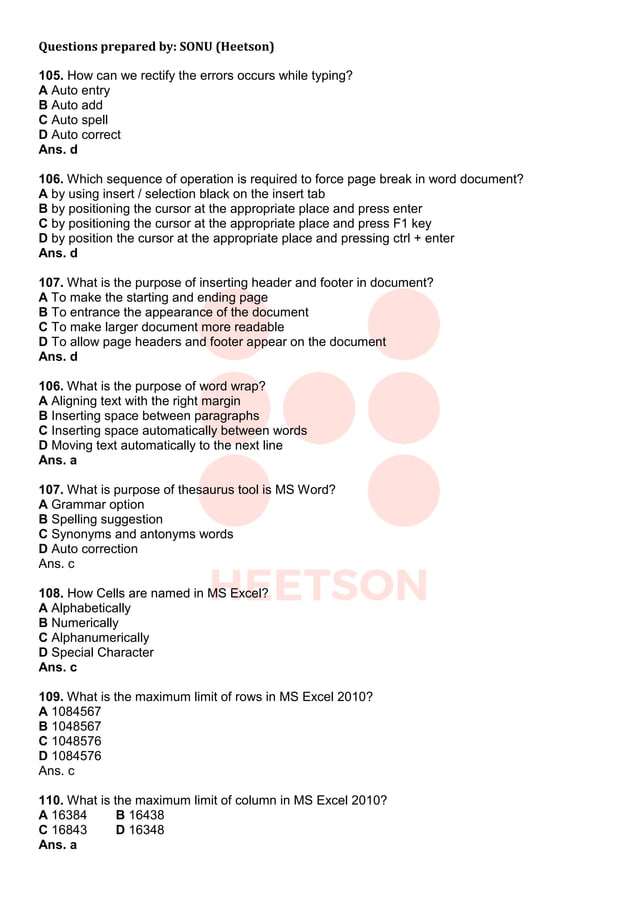 Bharat Skills COPA Question Bank with Answers | PDF