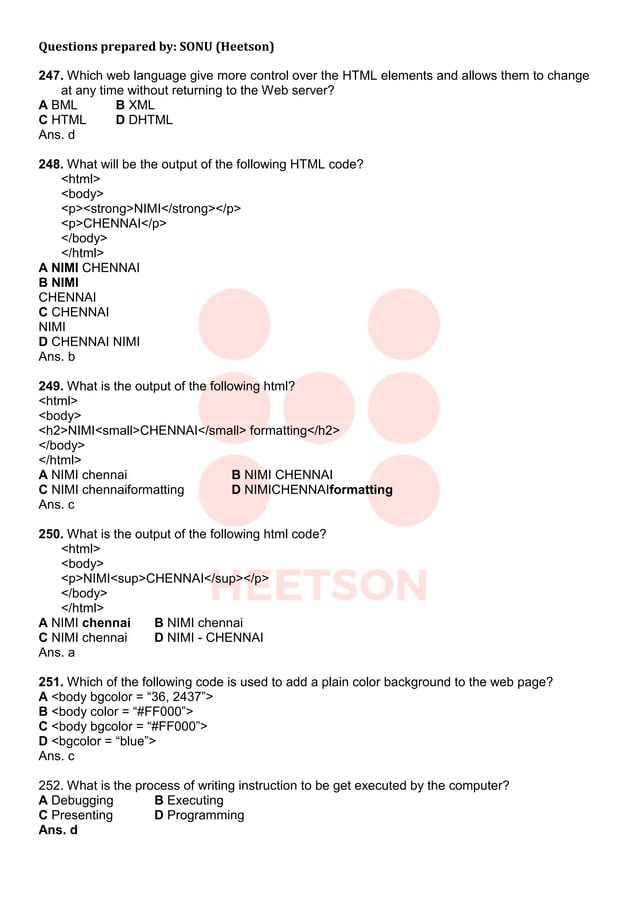 Bharat Skills COPA Question Bank with Answers | PDF