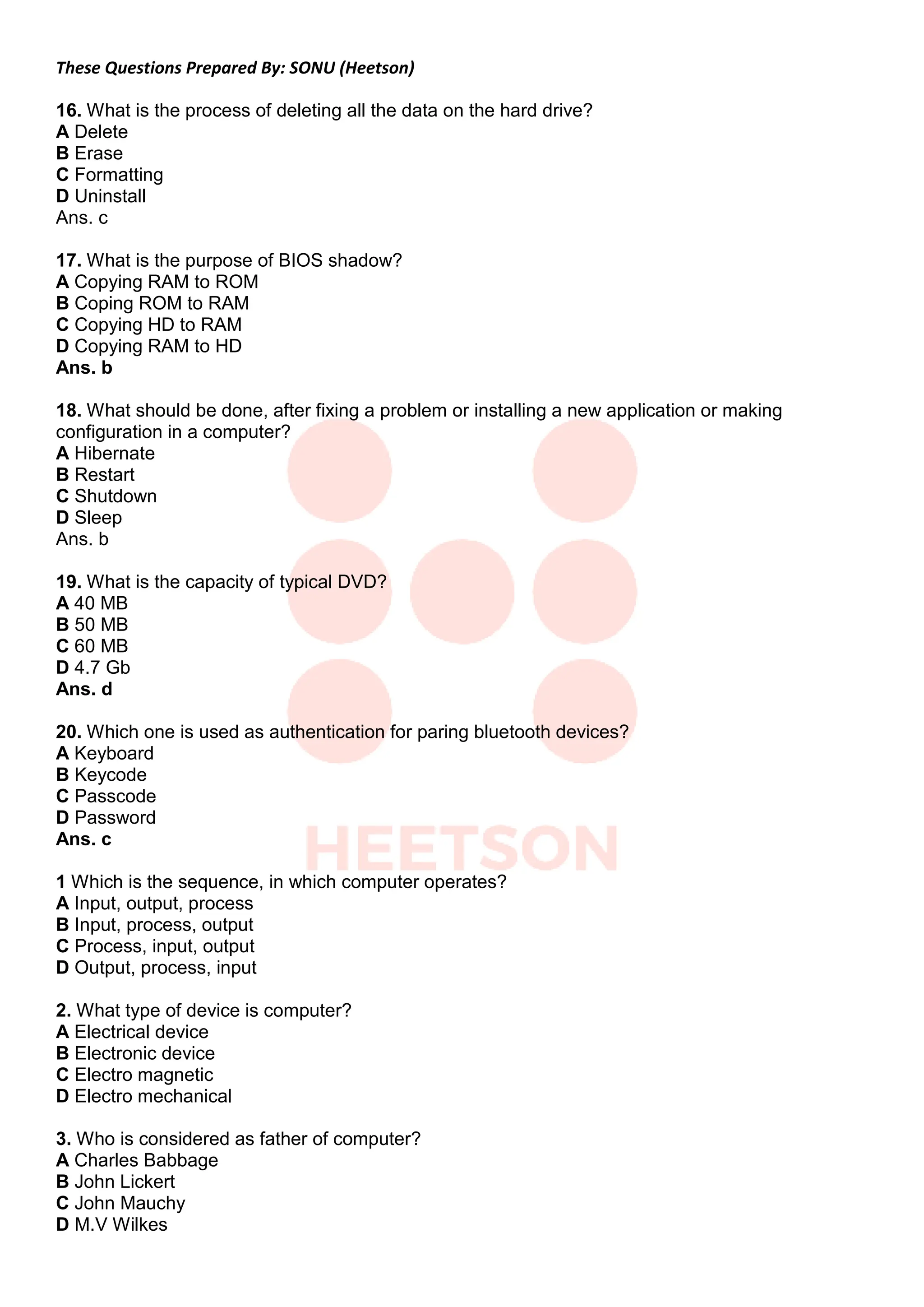 COPA Theory Question Chapter 1 Computer MCQ | PDF