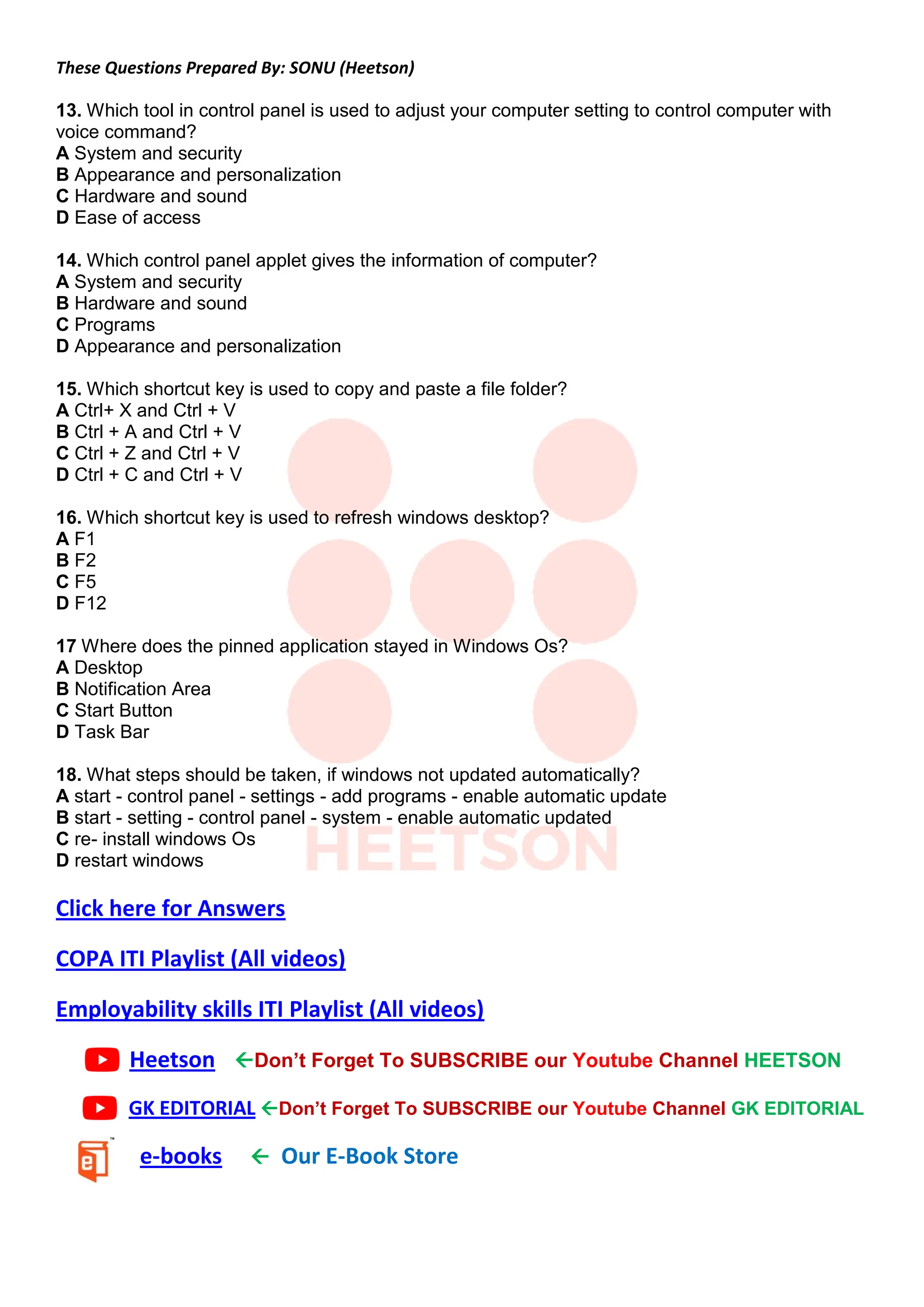 COPA Theory Question Chapter 1 Computer MCQ | PDF