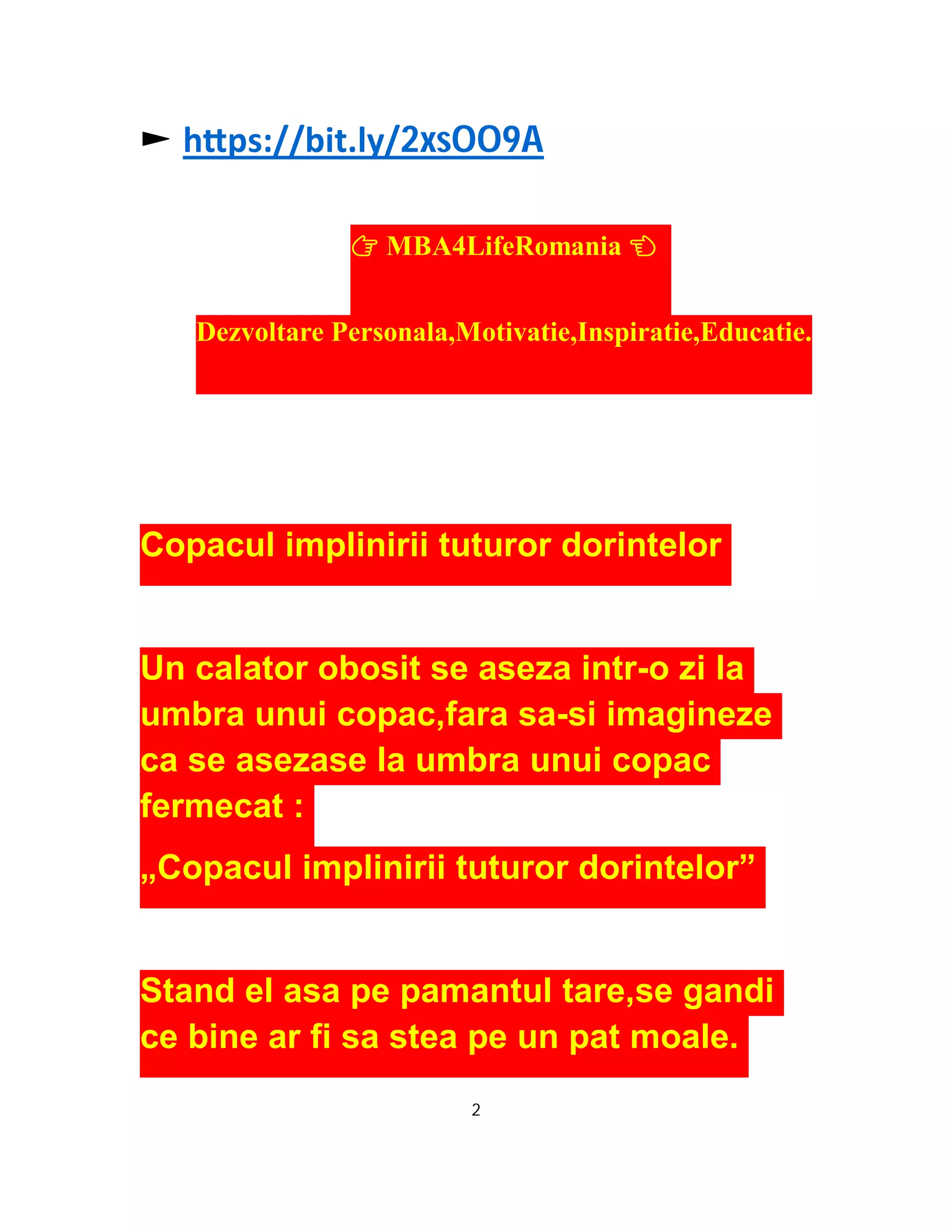 Copacul implinirii tuturor dorintelor | PDF