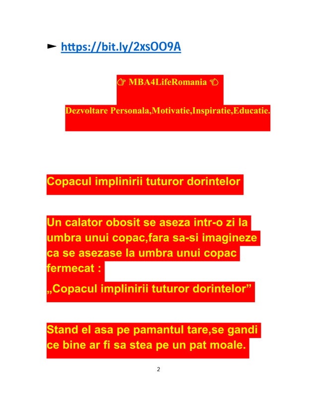 Copacul implinirii tuturor dorintelor | PDF