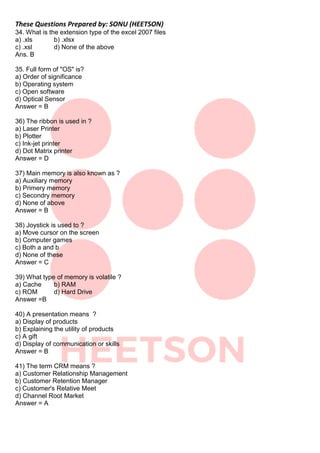 COPA IT and ITES MCQ Questions and Answers | PDF