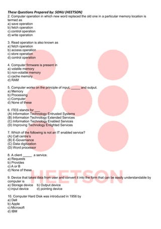 COPA IT and ITES MCQ Questions and Answers | PDF