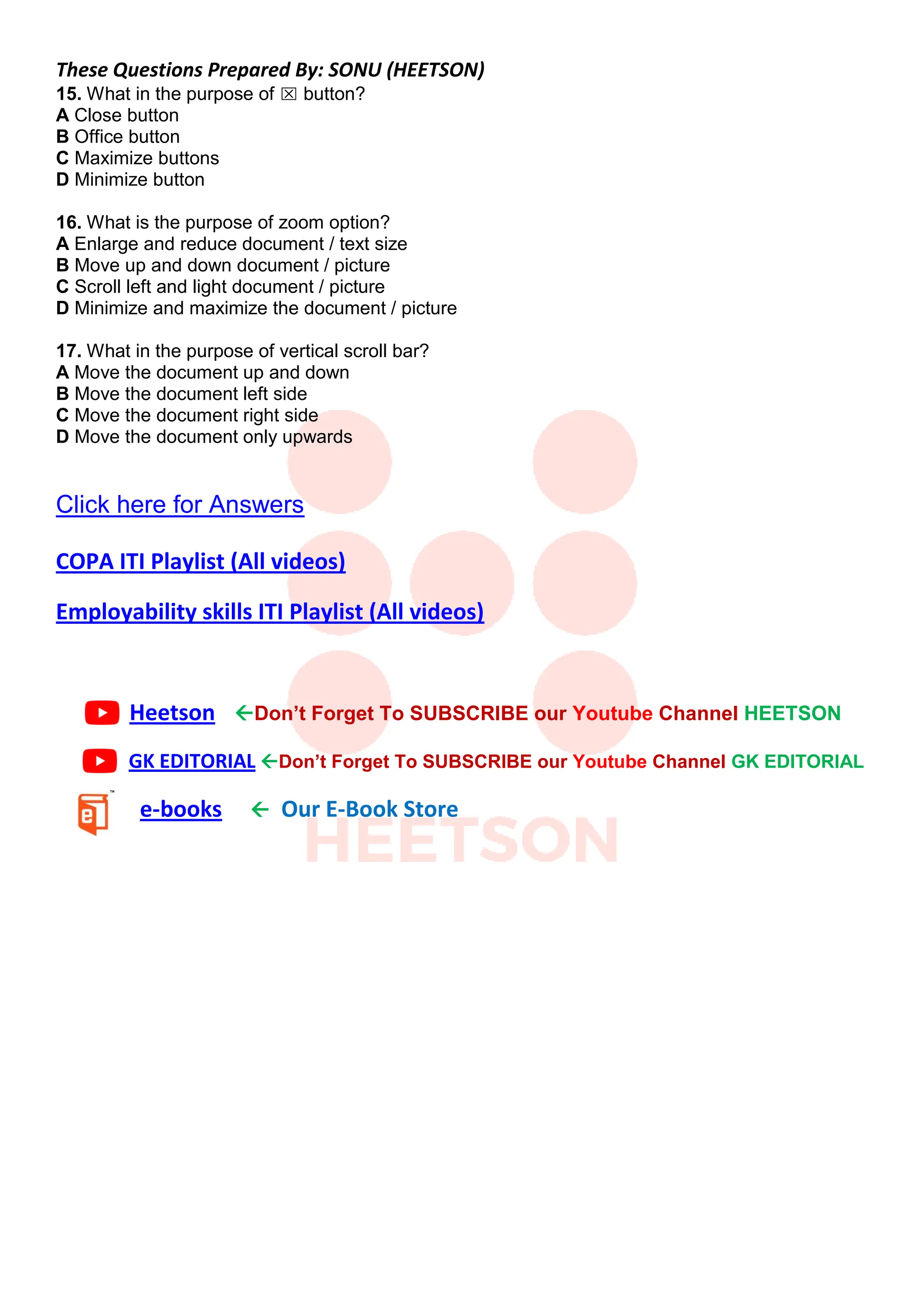 COPA ITI MS Word MCQ Most Important Questions | PDF