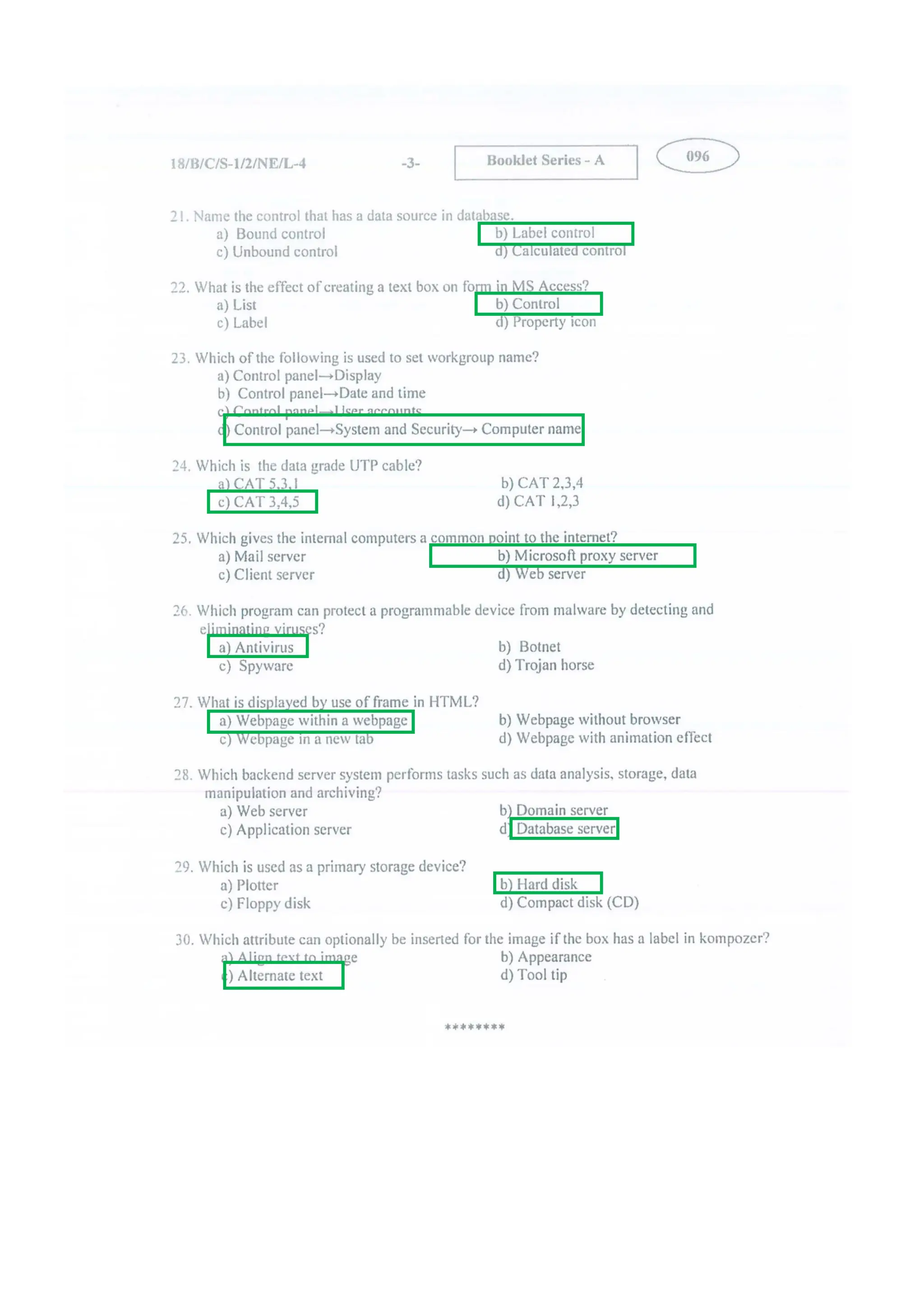 COPA Practice Set (Previous Year Question Paper) | PDF