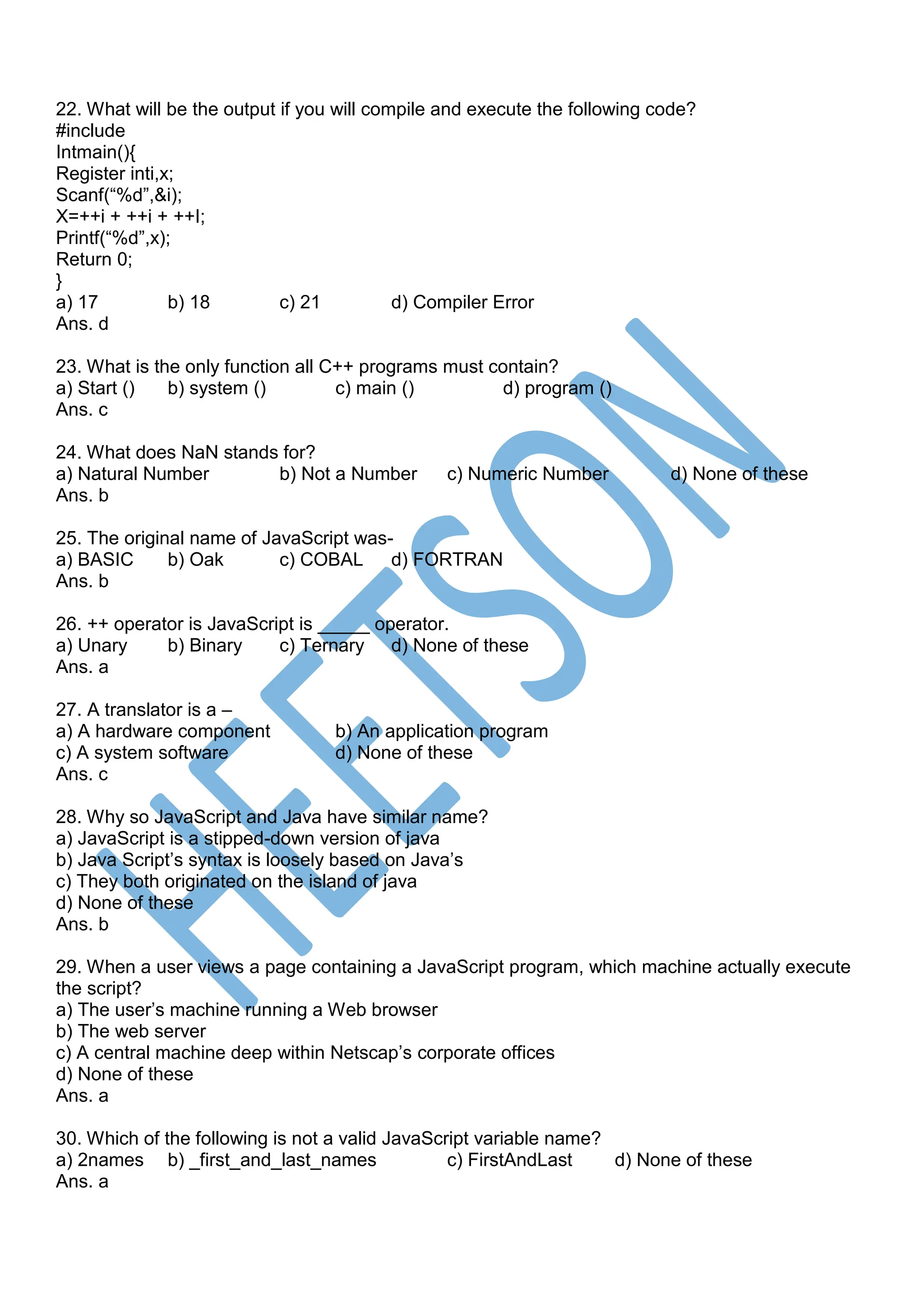 COPA Practice Set (Previous Year Question Paper) | PDF