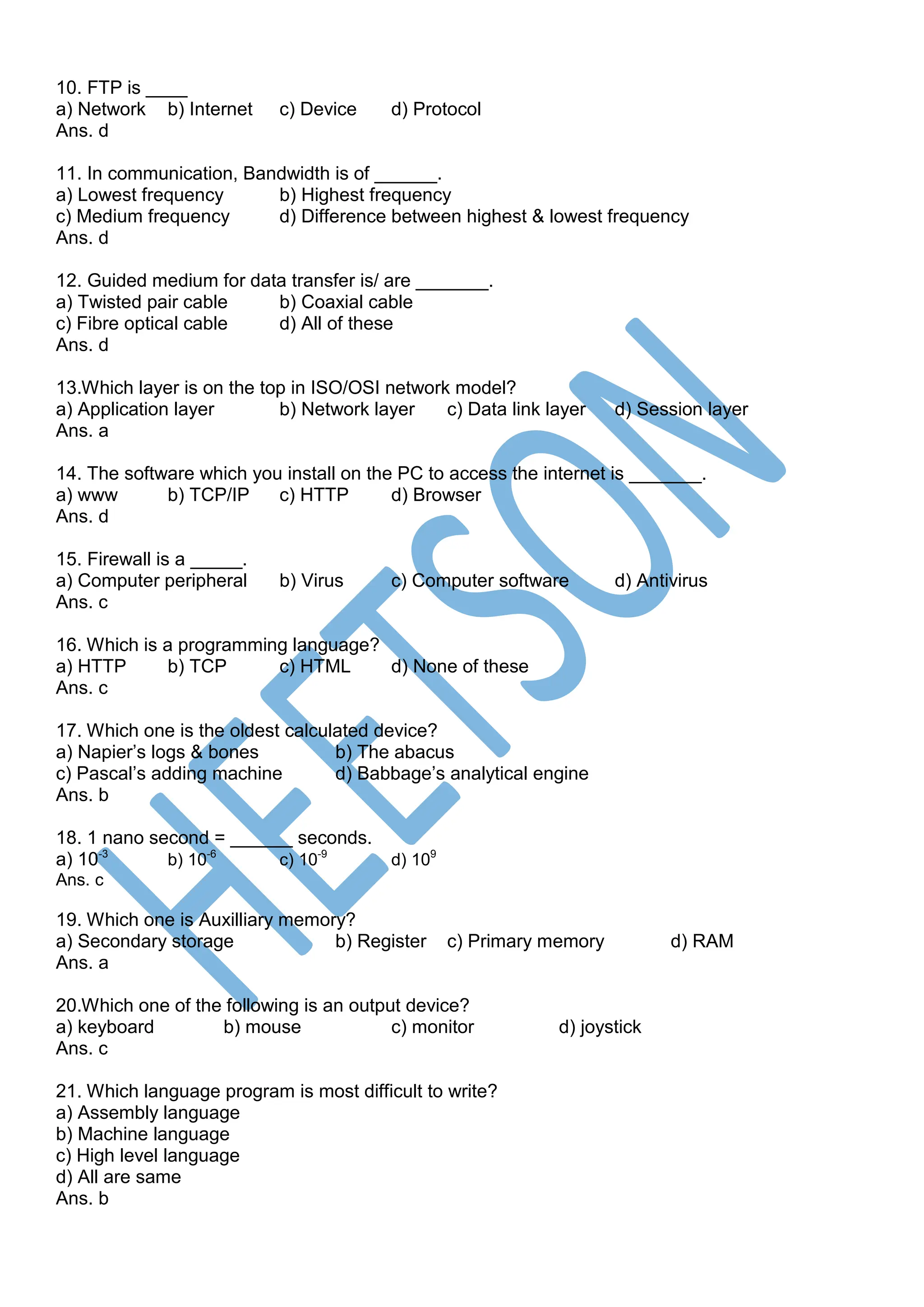 COPA Practice Set (Previous Year Question Paper) | PDF
