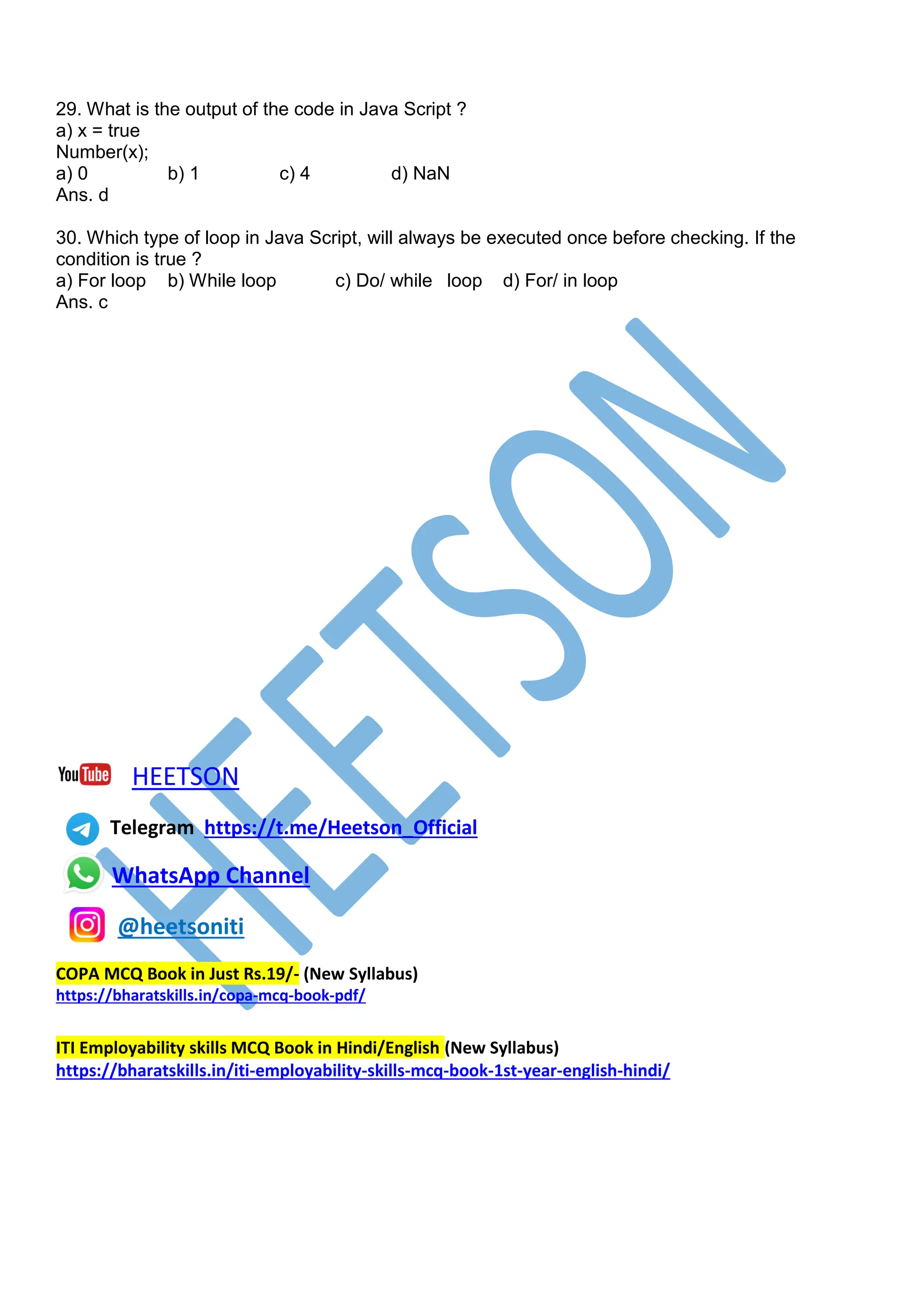 COPA Practice Set (Previous Year Question Paper) | PDF