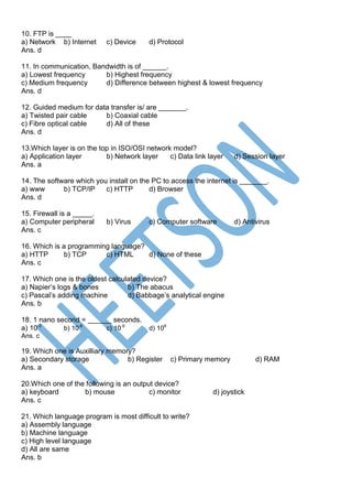 COPA Practice Set (Previous Year Question Paper) | PDF