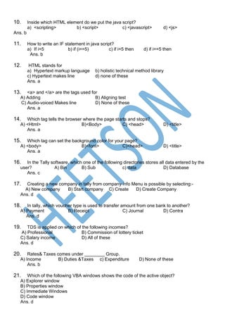 COPA Practice Set (Previous Year Question Paper) | PDF