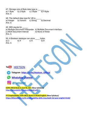 COPA Practice Set (Previous Year Question Paper) | PDF