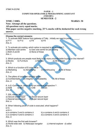 COPA Practice Set (Previous Year Question Paper) | PDF | Programming ...